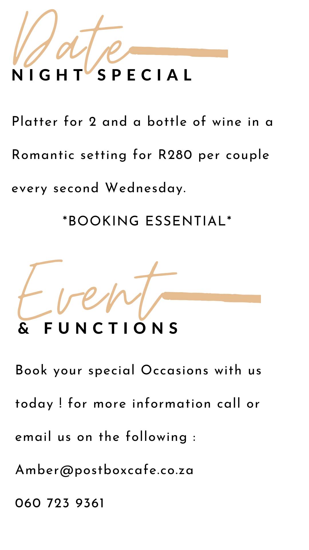 Speisekarte von Post Box Cafe, Centurion
