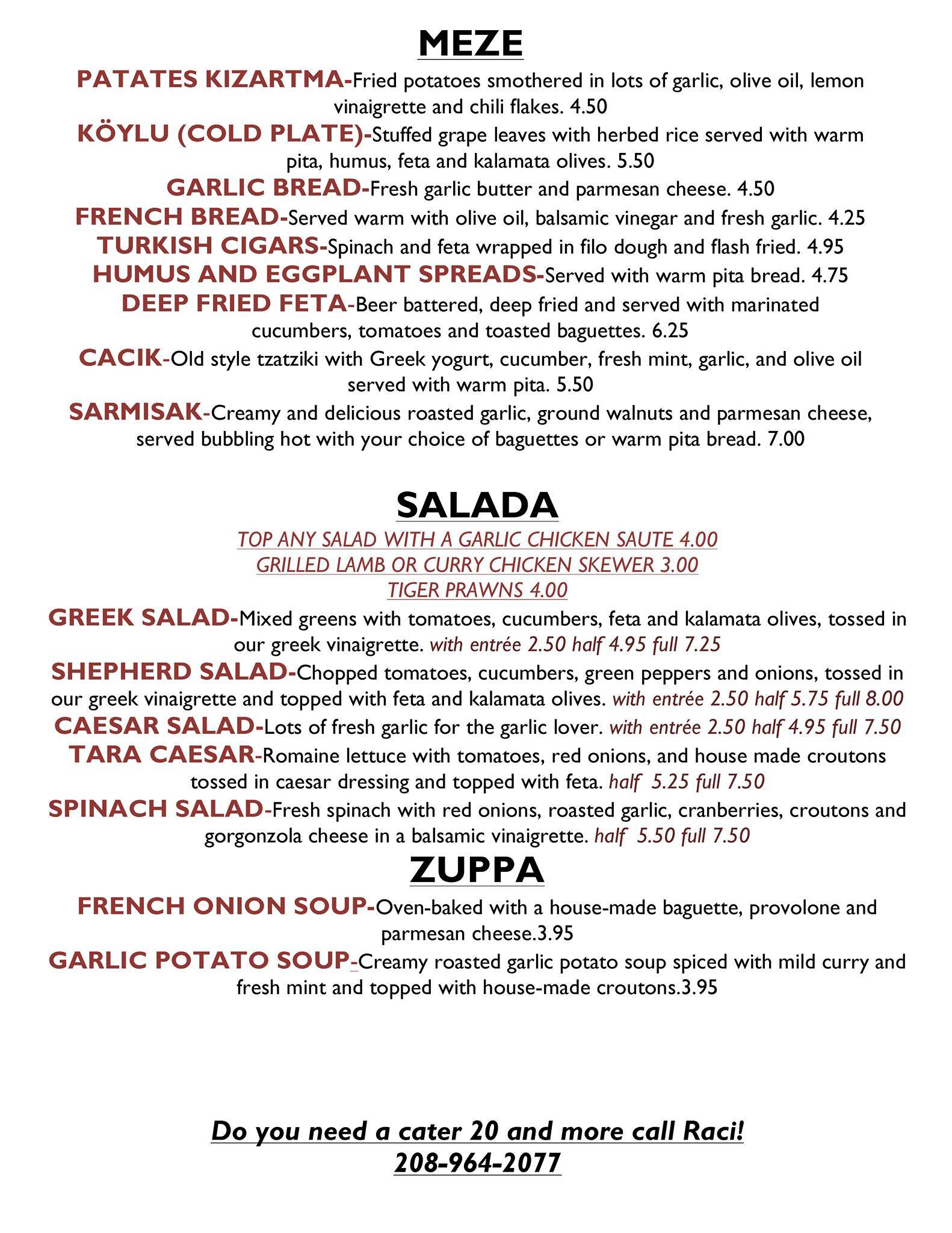 Menu at The White House Grill restaurant, Post Falls