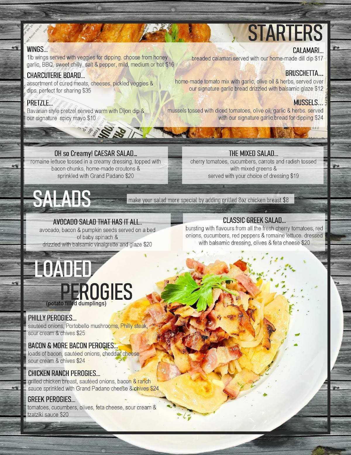 Menu at Postcard Restaurant & Bar, Mississauga