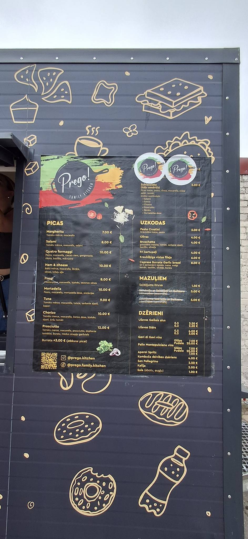 Menu at Prego Family Kitchen cafe, Ventspils