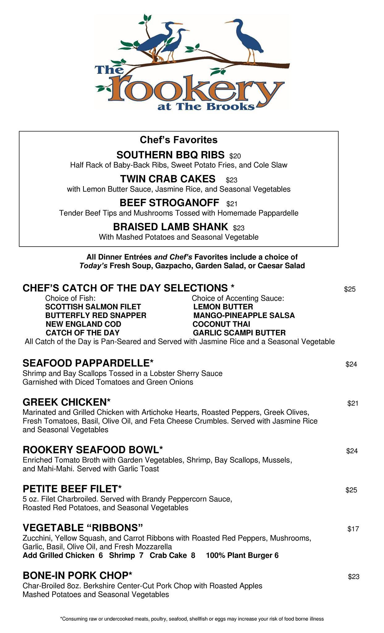 Menu at Private Club - The Rookery, Bonita Springs