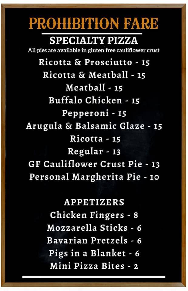 Menu at Prohibition pub & bar, Massapequa Park