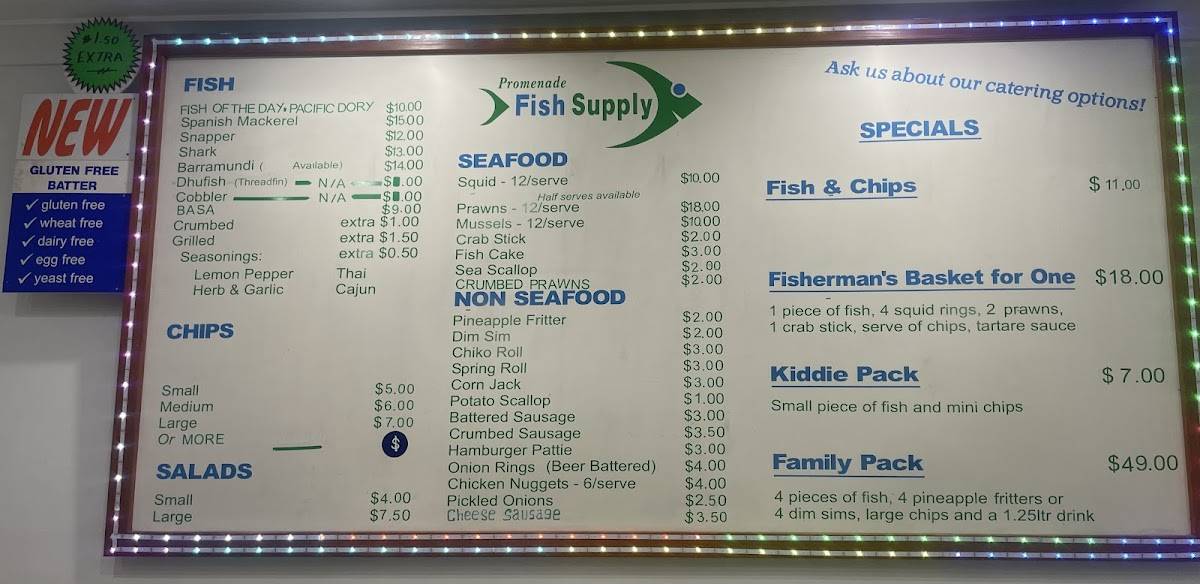 Menu at Promenade Fish and chips fast food, Bedford