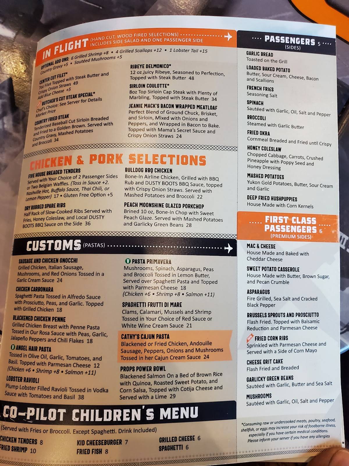 Menu at Props Steak and Seafood Restaurant, Warner Robins