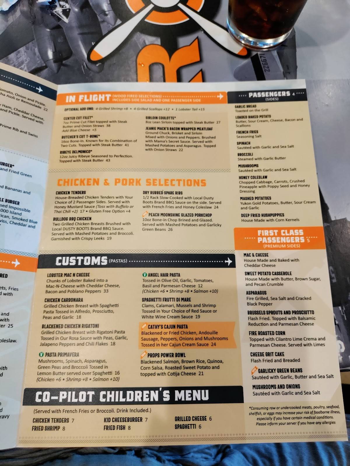 Menu at Props Steak and Seafood Restaurant, Warner Robins