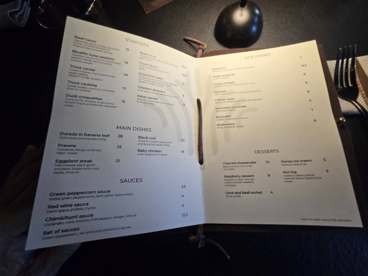 Menu at Protėviai restaurant, Vilnius