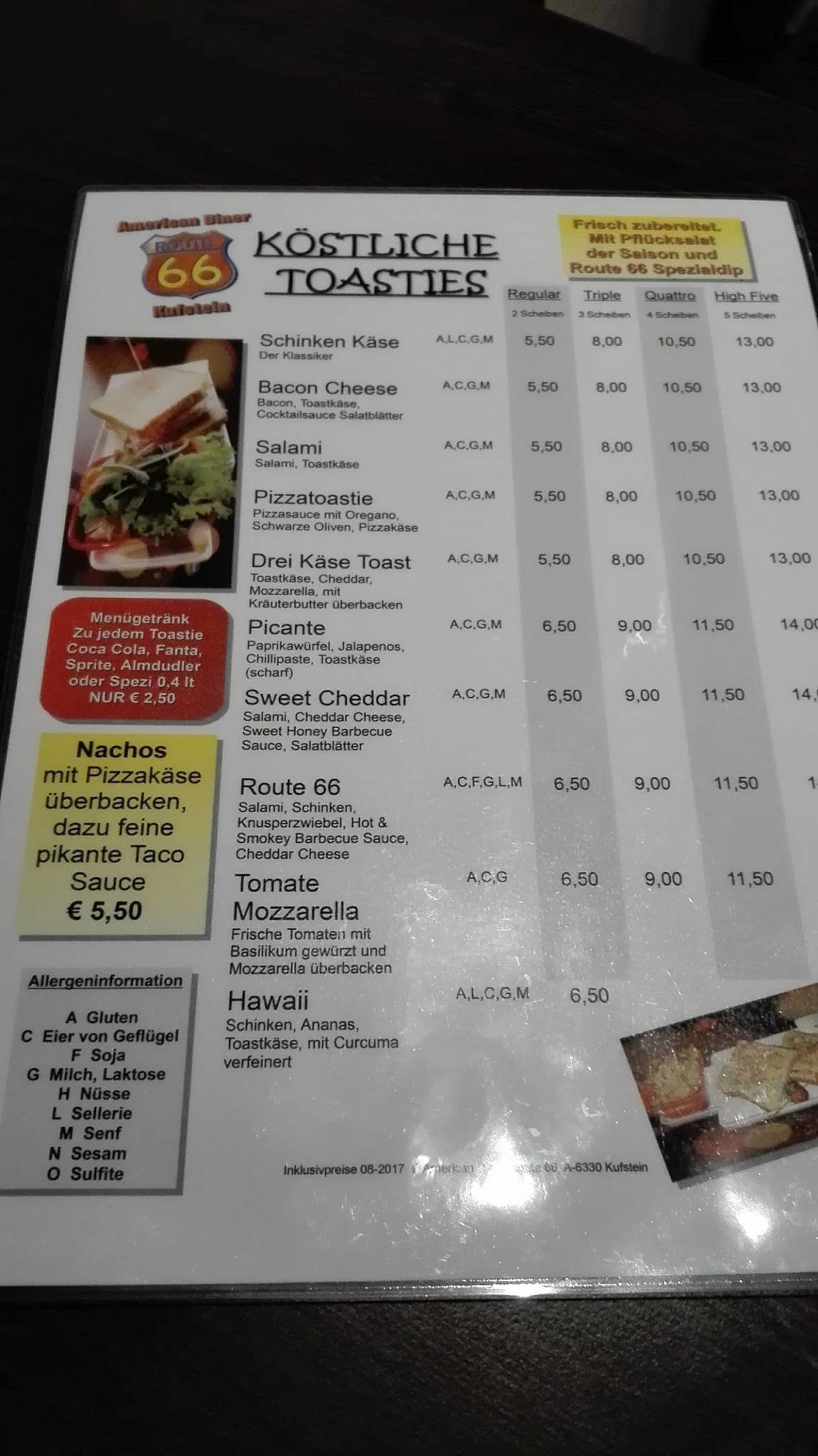 Menu at Pub Route 66 Kufstein, Kufstein