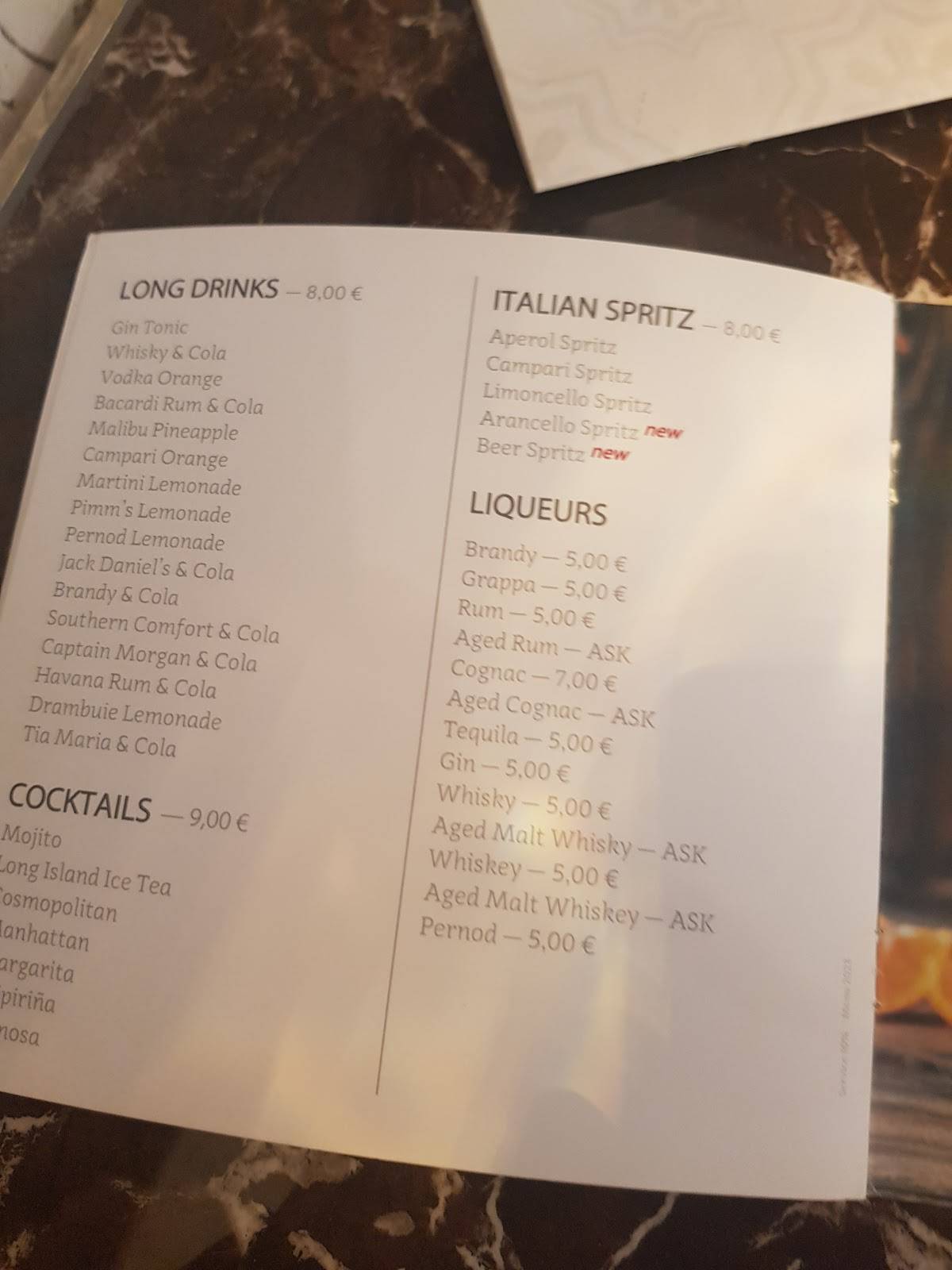 Menu at AZZ! Italian Tavern pub & bar, Sorrento