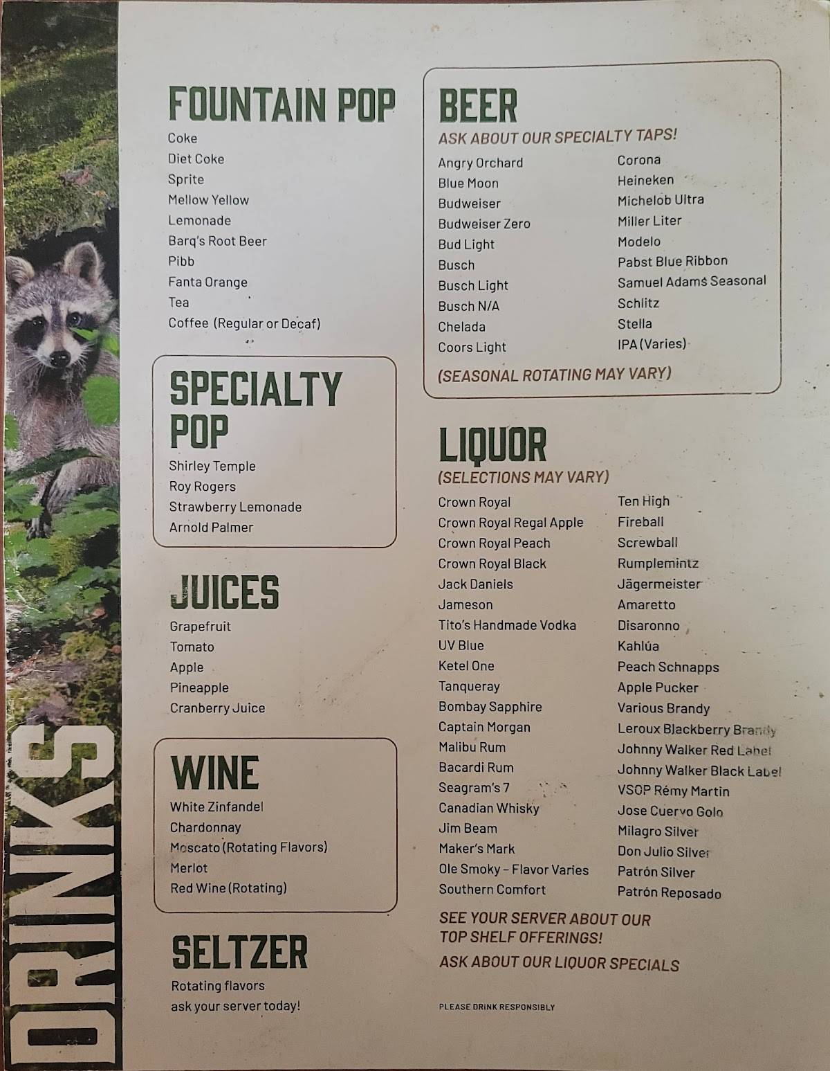 Menu at Alpine Inn pub & bar, Omaha