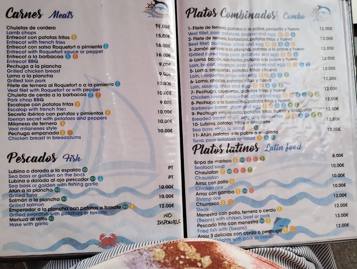 Menu at Bar Restaurante El Delfin, Los Alcázares