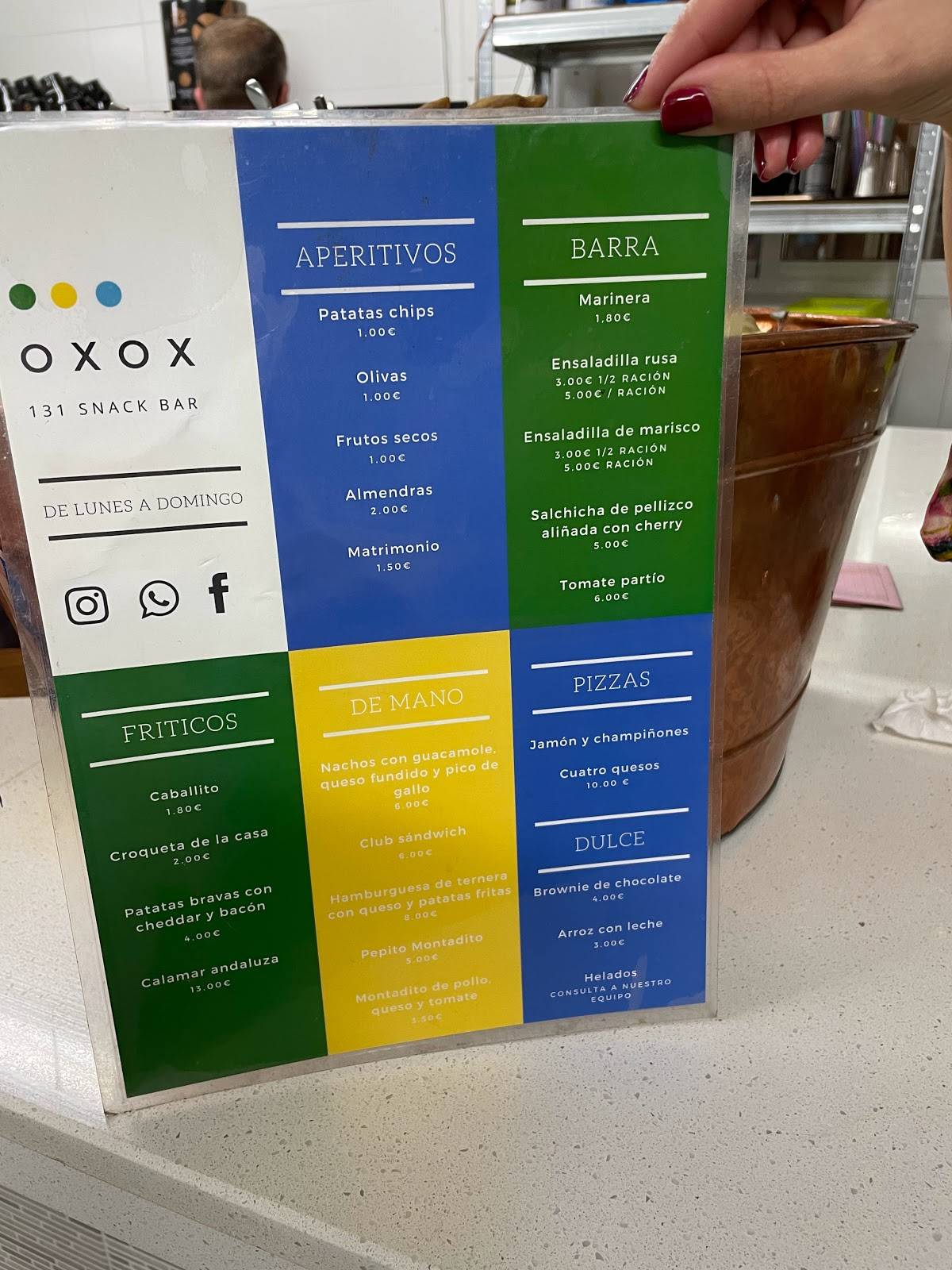 Carta de Bar restaurante OXOX 131, Ojós