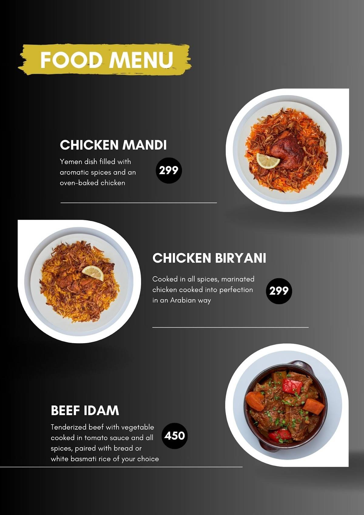 Menu at Cafe Hayati, Cebu City