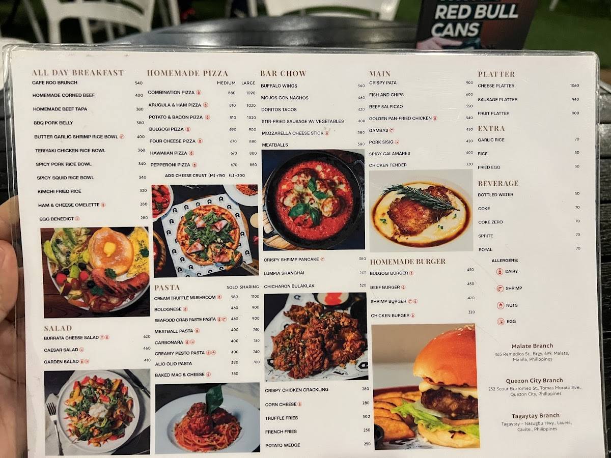 Menu at Cafe Roo Malate - Premium Rooftop Cafe, Manila