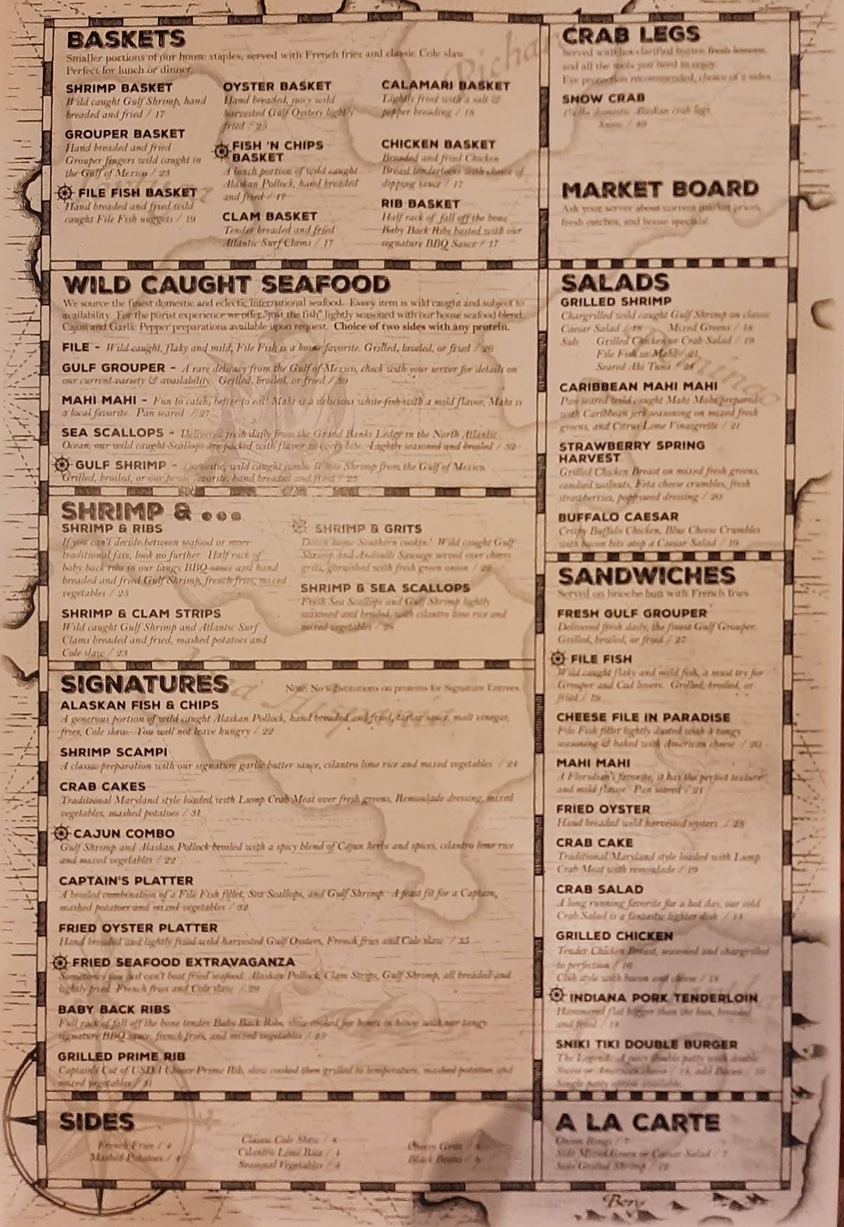 Menu at Captain Curt's Crab & Oyster Bar, Sarasota, Old Stickney Point Rd