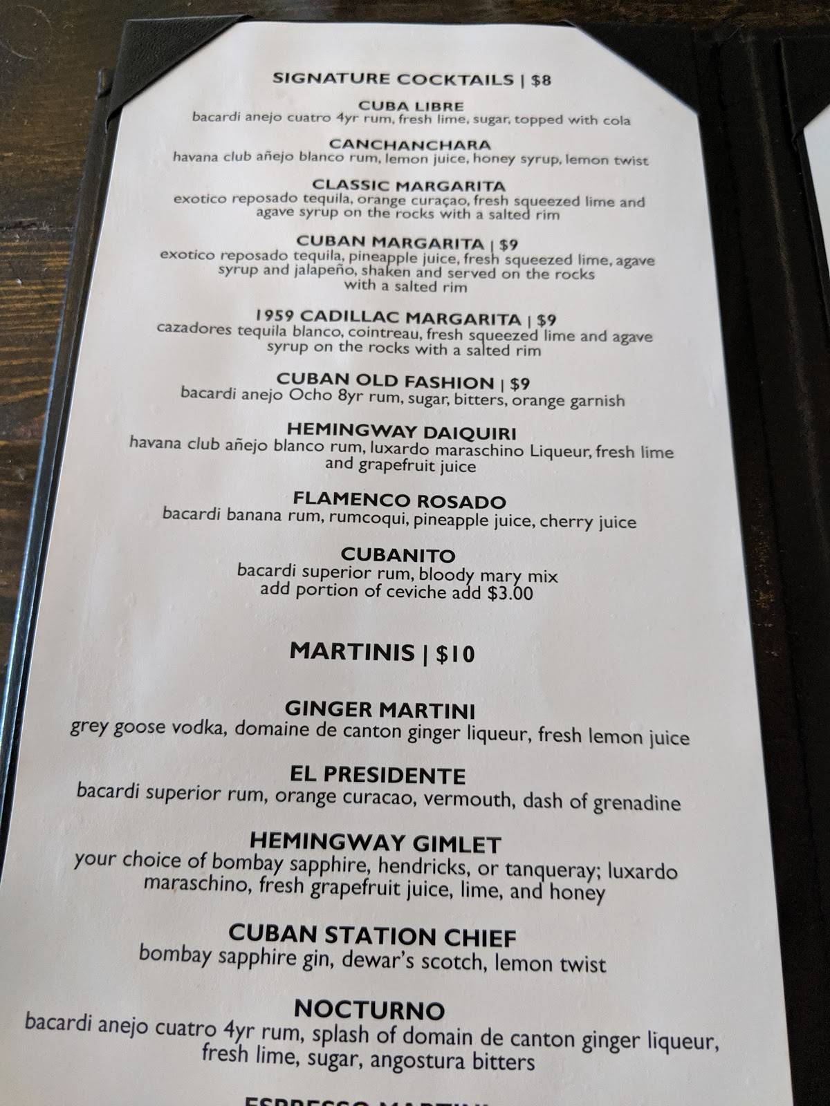 Menu at Ceviche Bar, Des Moines
