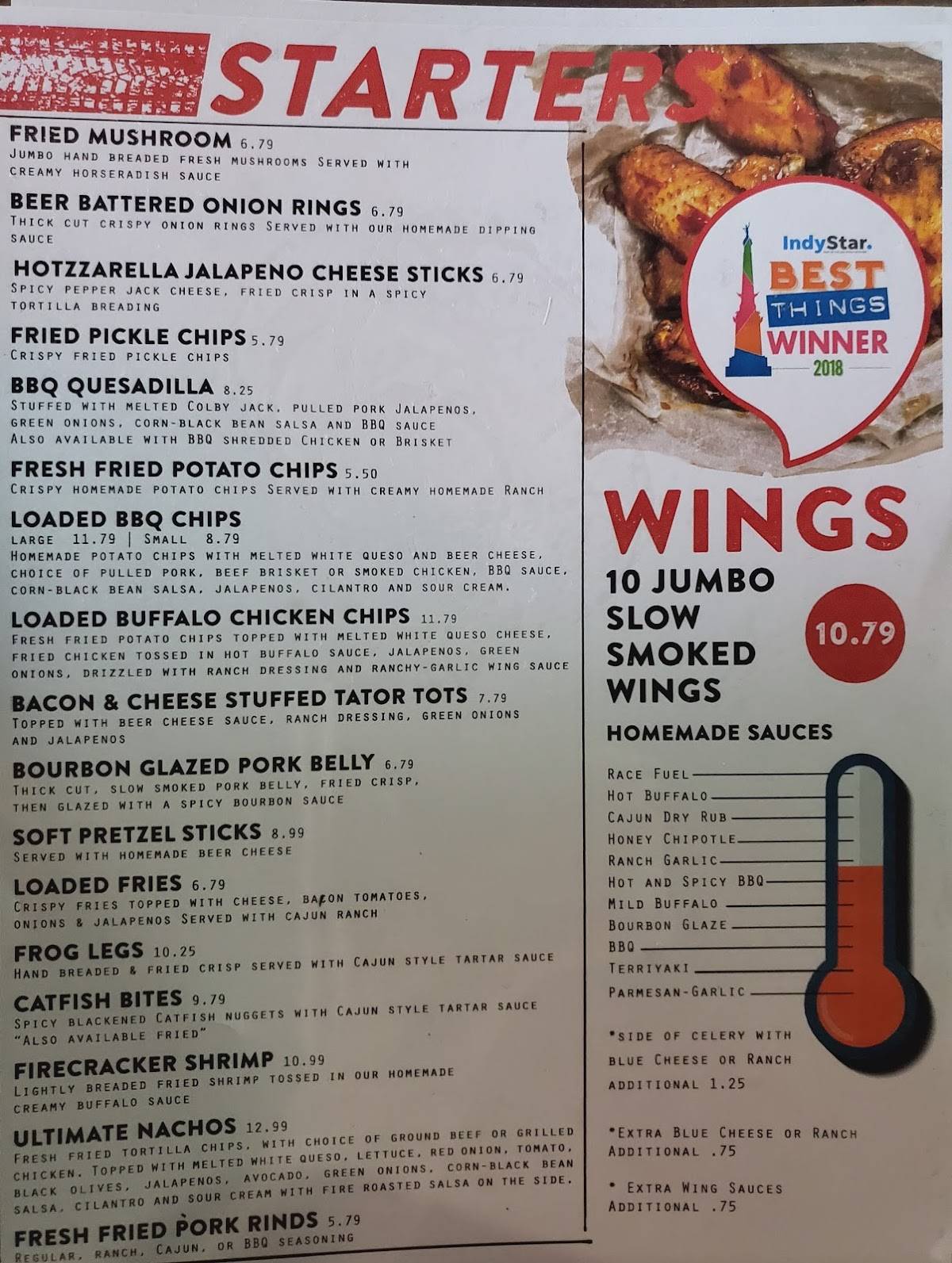 Menu at Checkered Flag Tavern pub & bar, Indianapolis
