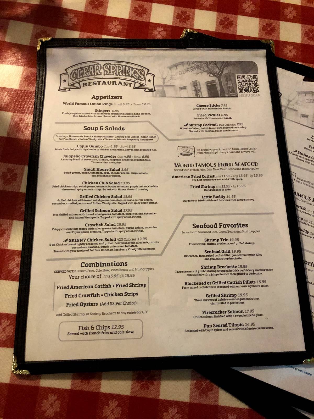 Menu at Clear Springs Restaurant, New Braunfels, TX-46