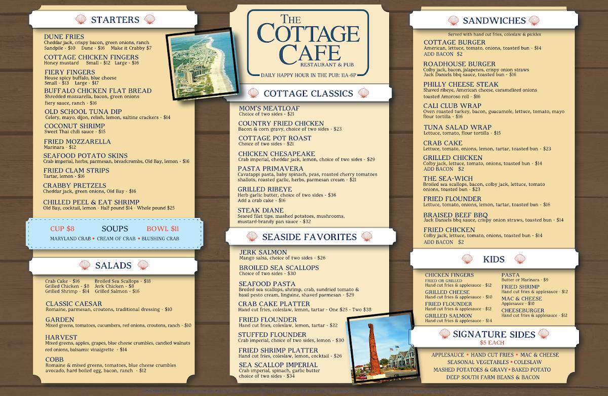 Menu at Cottage Cafe, Bethany Beach, Coastal Hwy