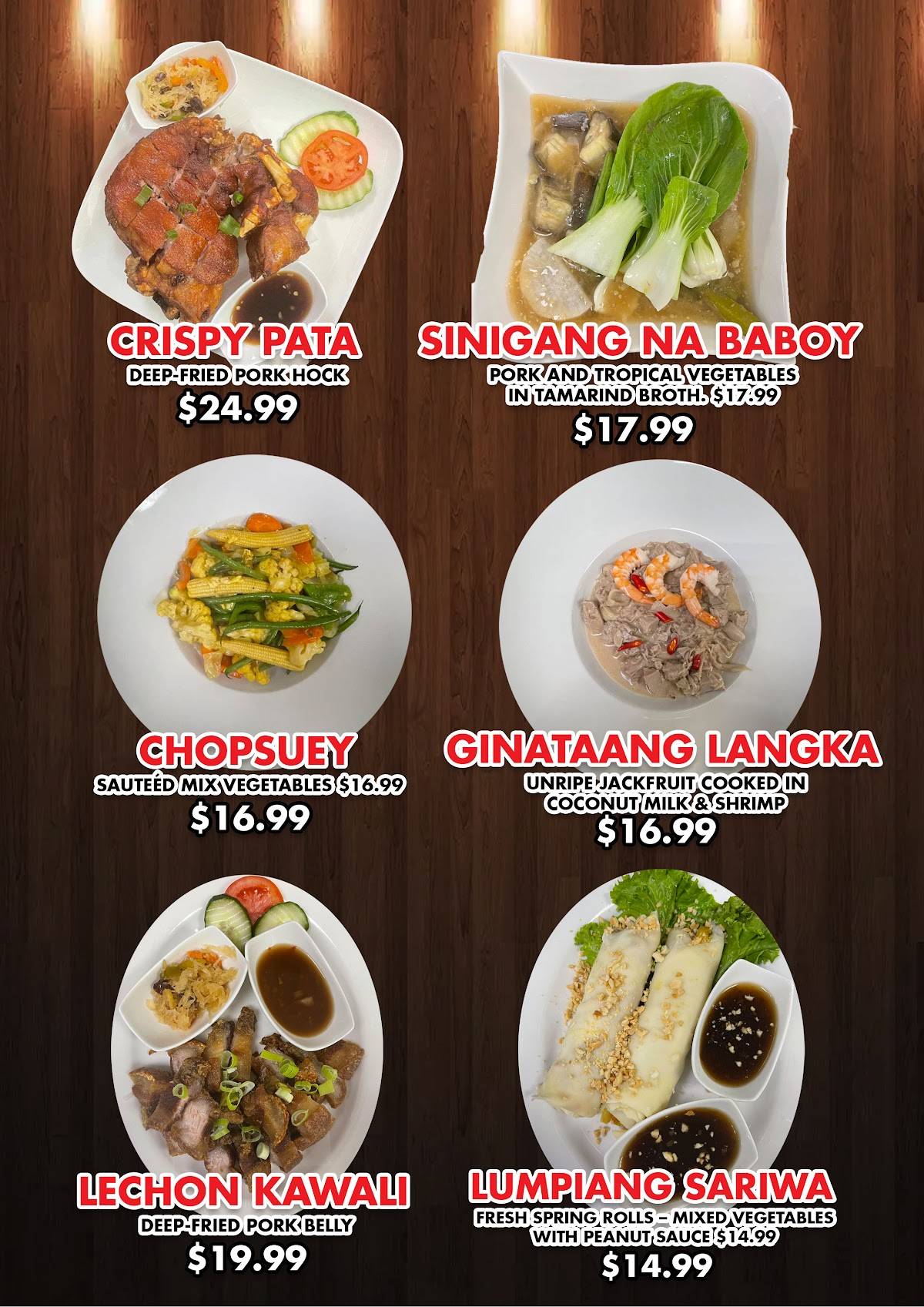 Menu au Divisoria Resto Bar, Ottawa