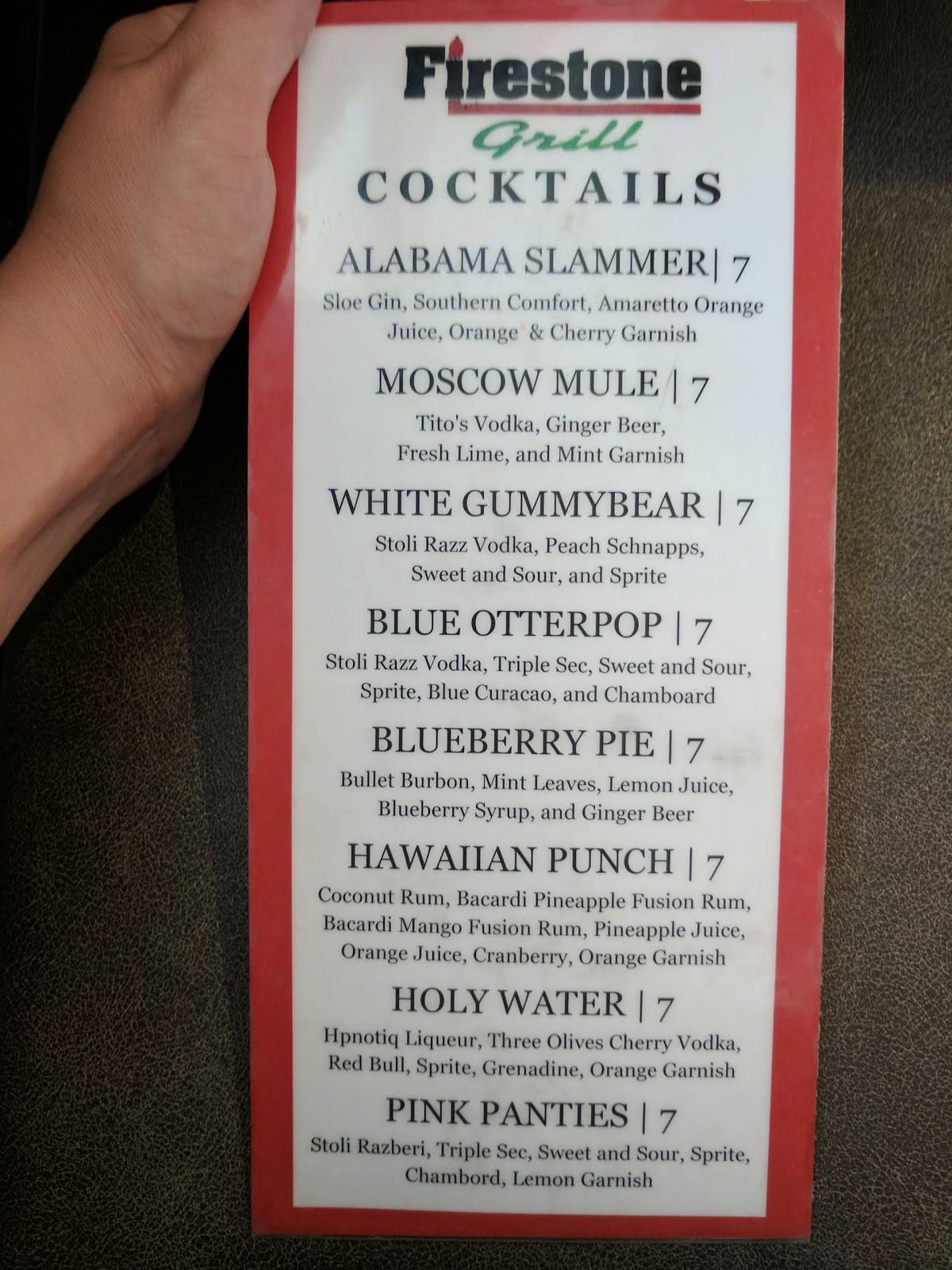 Menu at Firestone Grill pub & bar, Bakersfield, California Ave