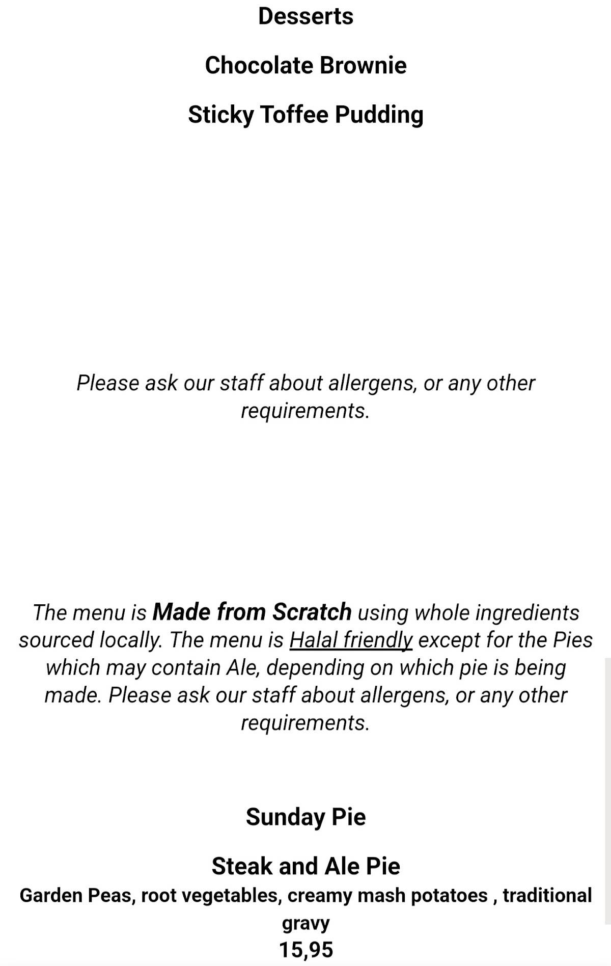 Menu at Fox & Grapes pub & bar, Deeside
