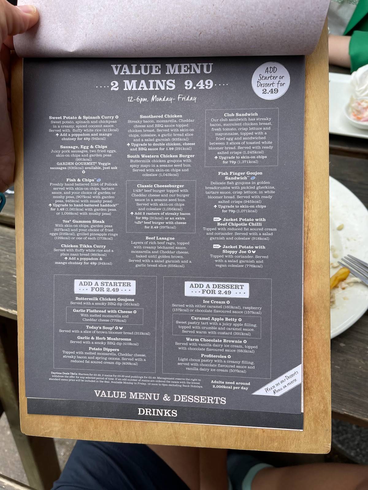 Menu at The George & Dragon, A Heartwood Inn pub & bar, Marlow