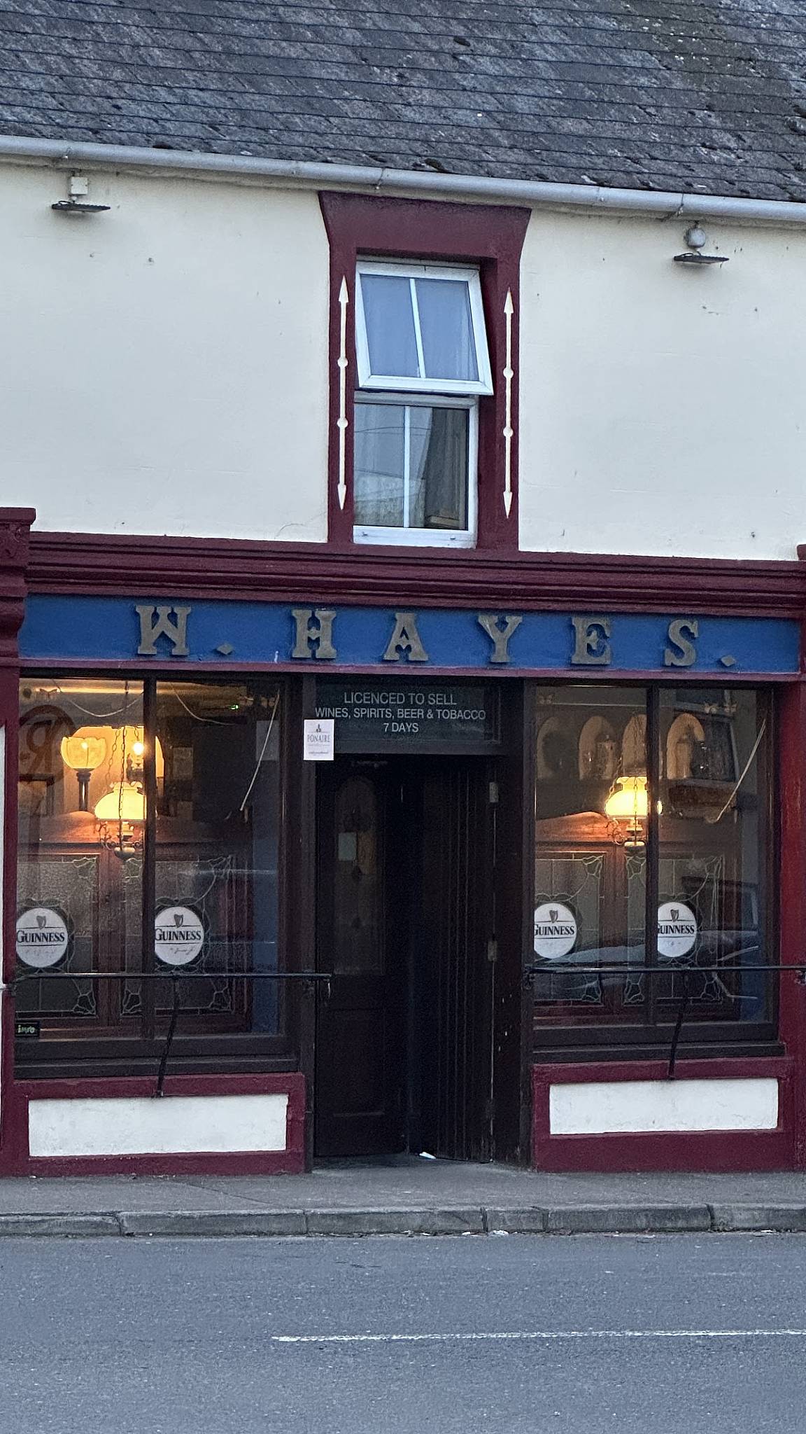 Menu at Hayes' Pub, Cappamore