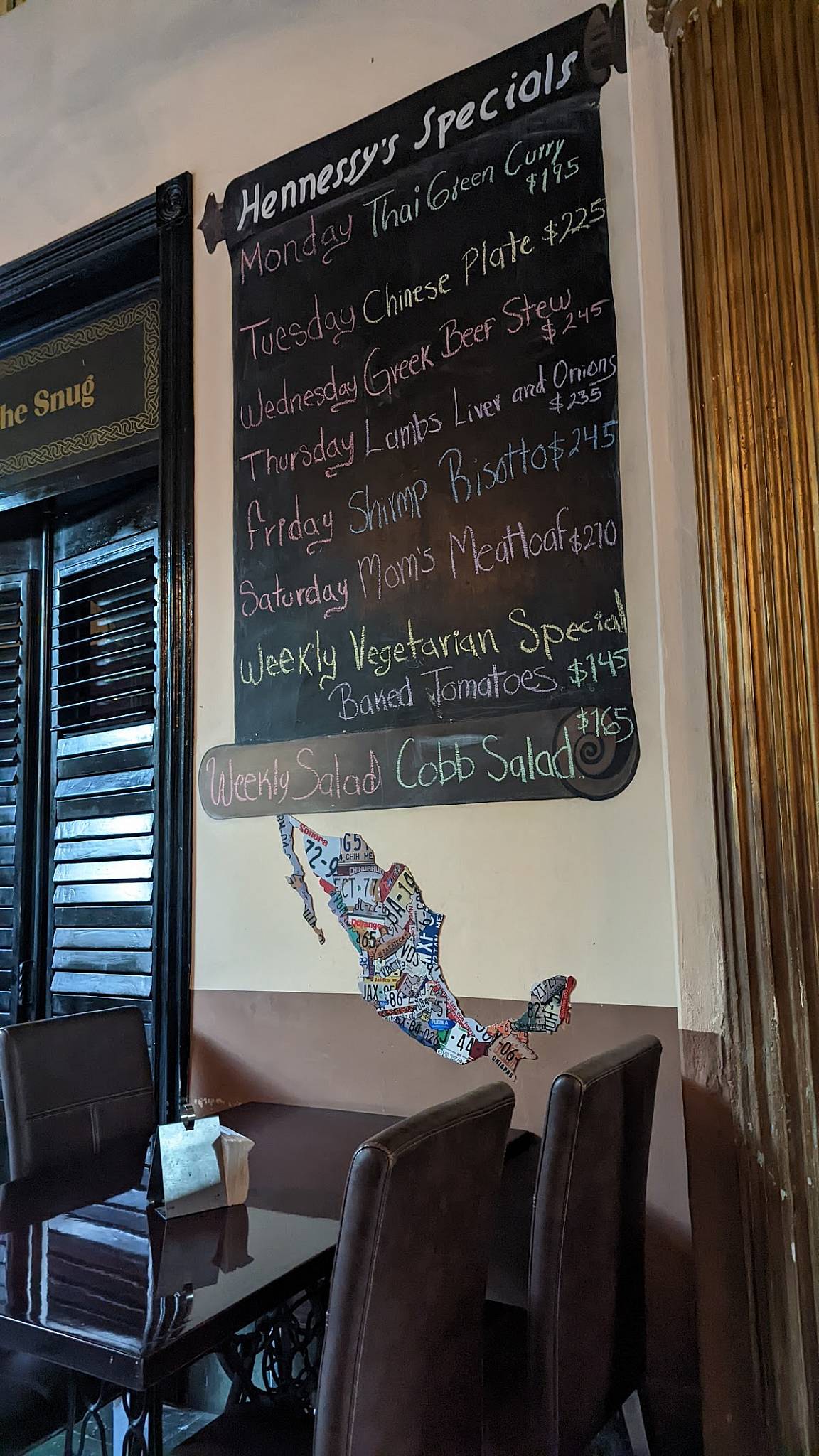 Carta de Hennessys Irish Pub, Merida