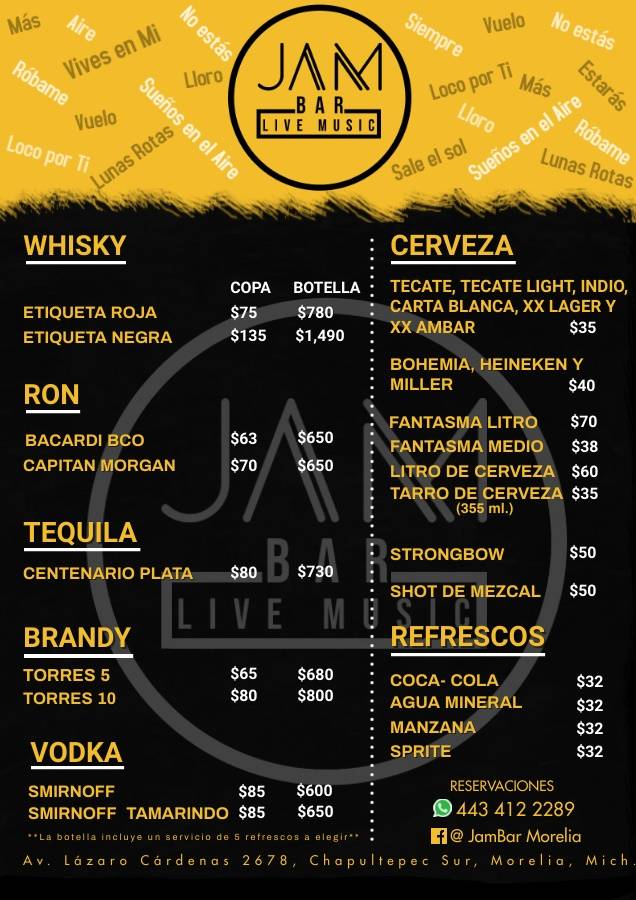 Carta de Jam Bar, Morelia