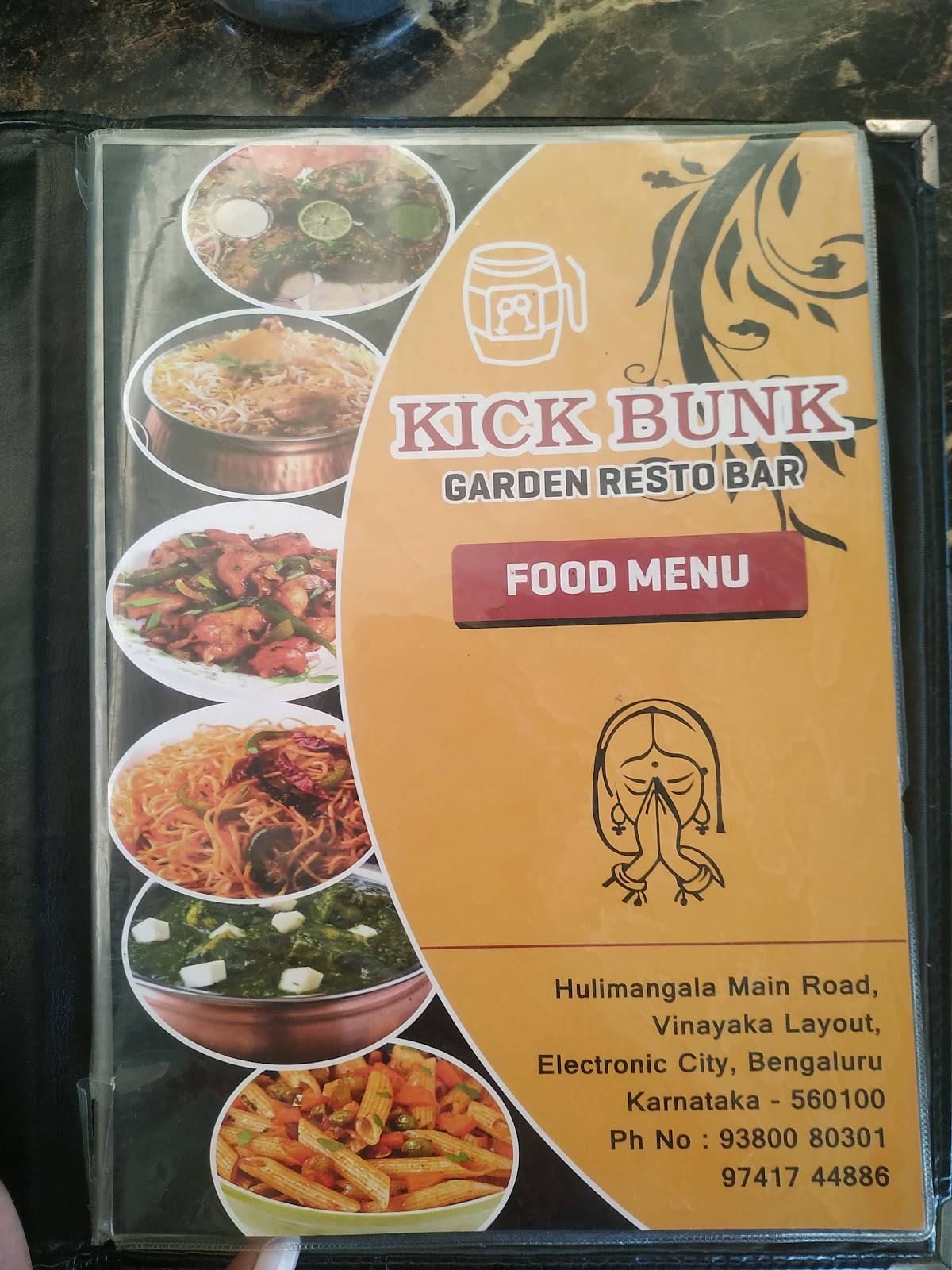 Menu at Kick Bunk Restaurant and Bar, Bengaluru