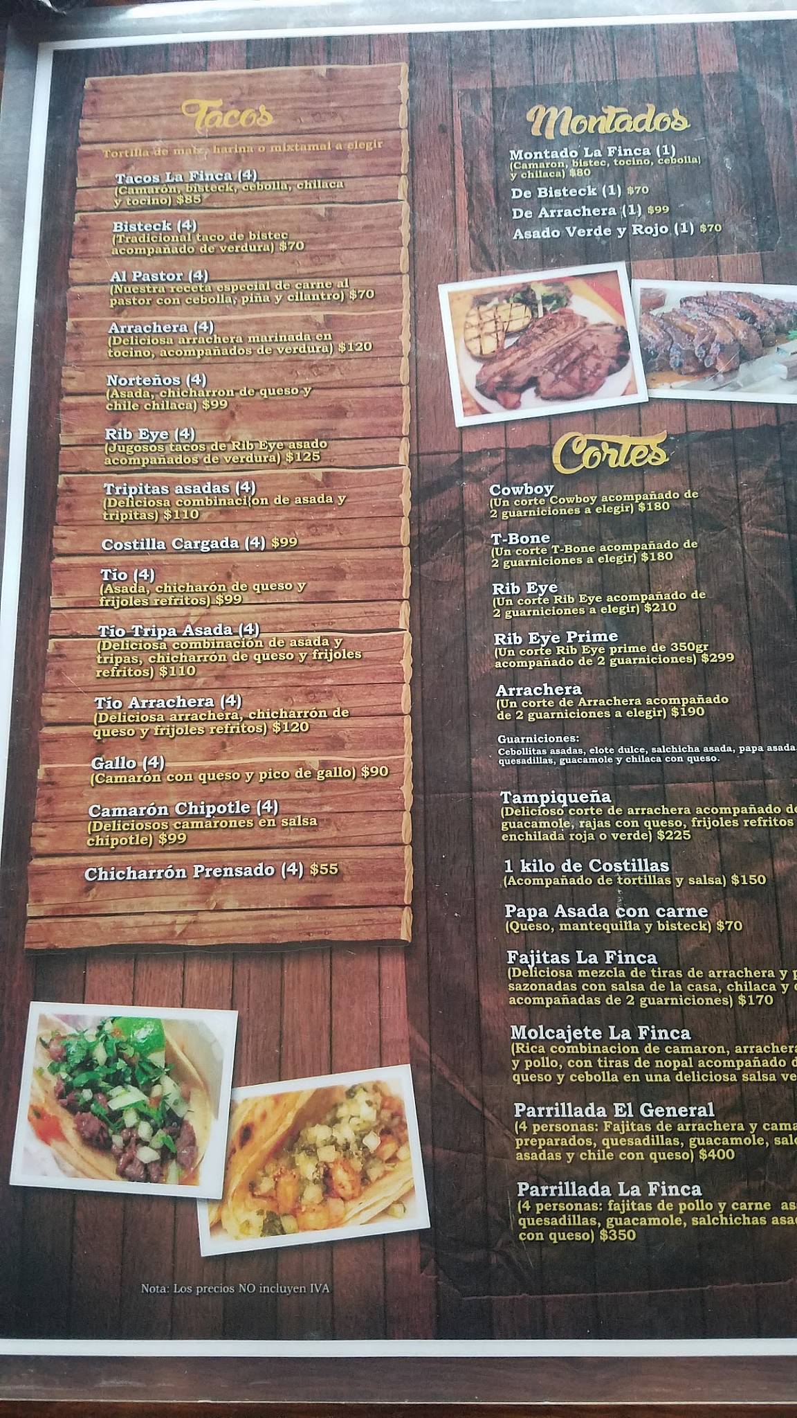 Menu at La Finca pub & bar, Chihuahua, Avenida Universidad s/n