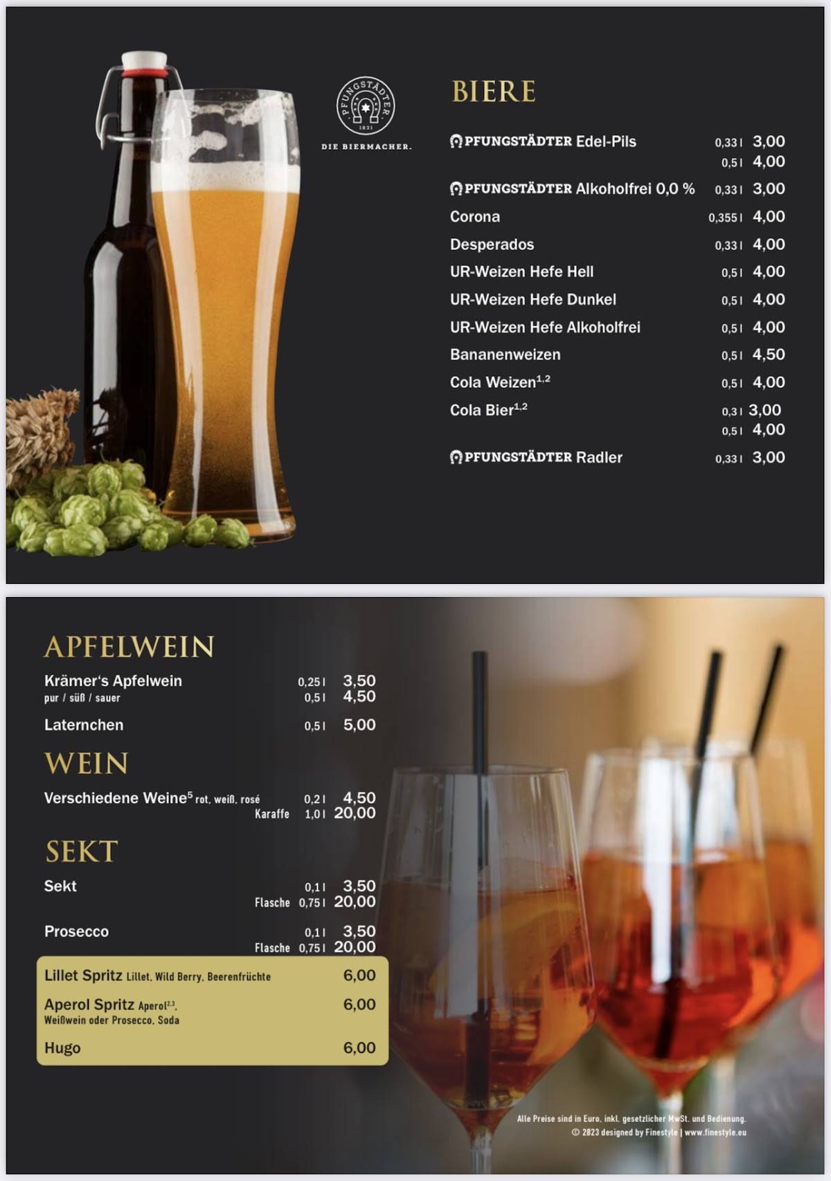 Speisekarte von Lemon Lounge pub & Bar, Pfungstadt