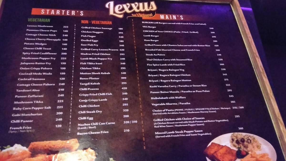Menu at Lexus Bar, Chennai, 62
