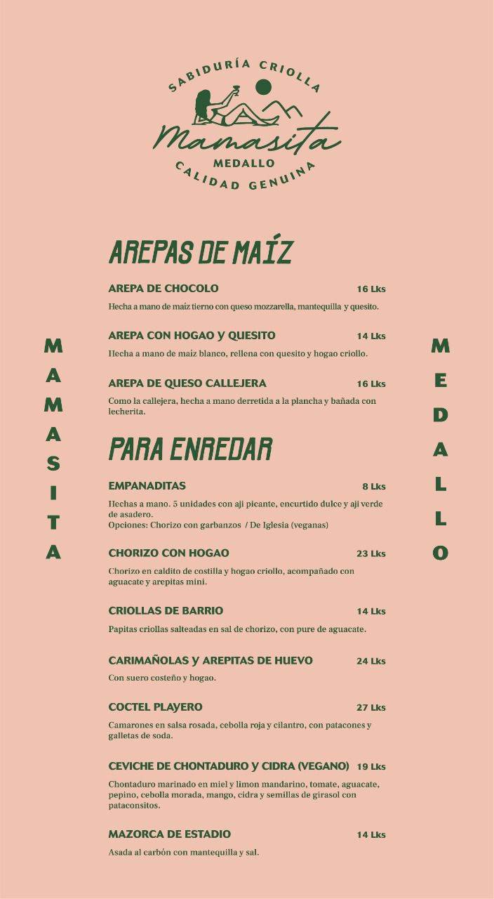 Carta del pub y bar Mamasita Medallo, Medellín