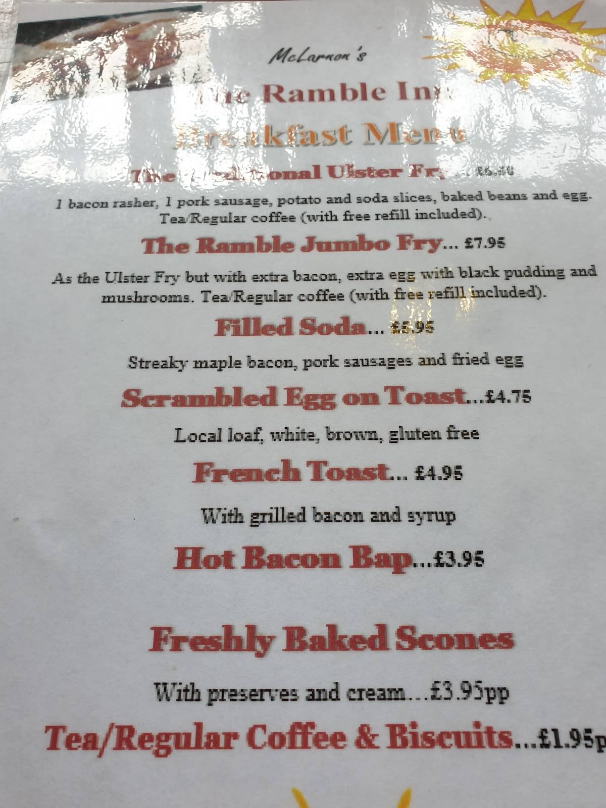Menu at McLarnons Ramble Inn pub & bar, Antrim