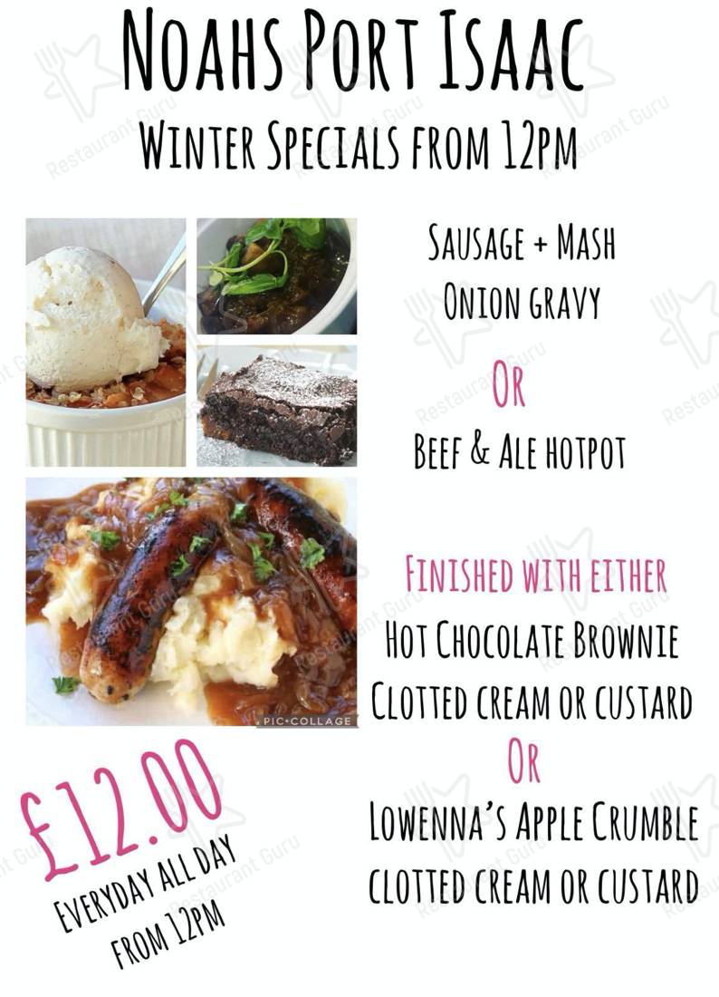 Menu at Noah's cafe, Port Isaac