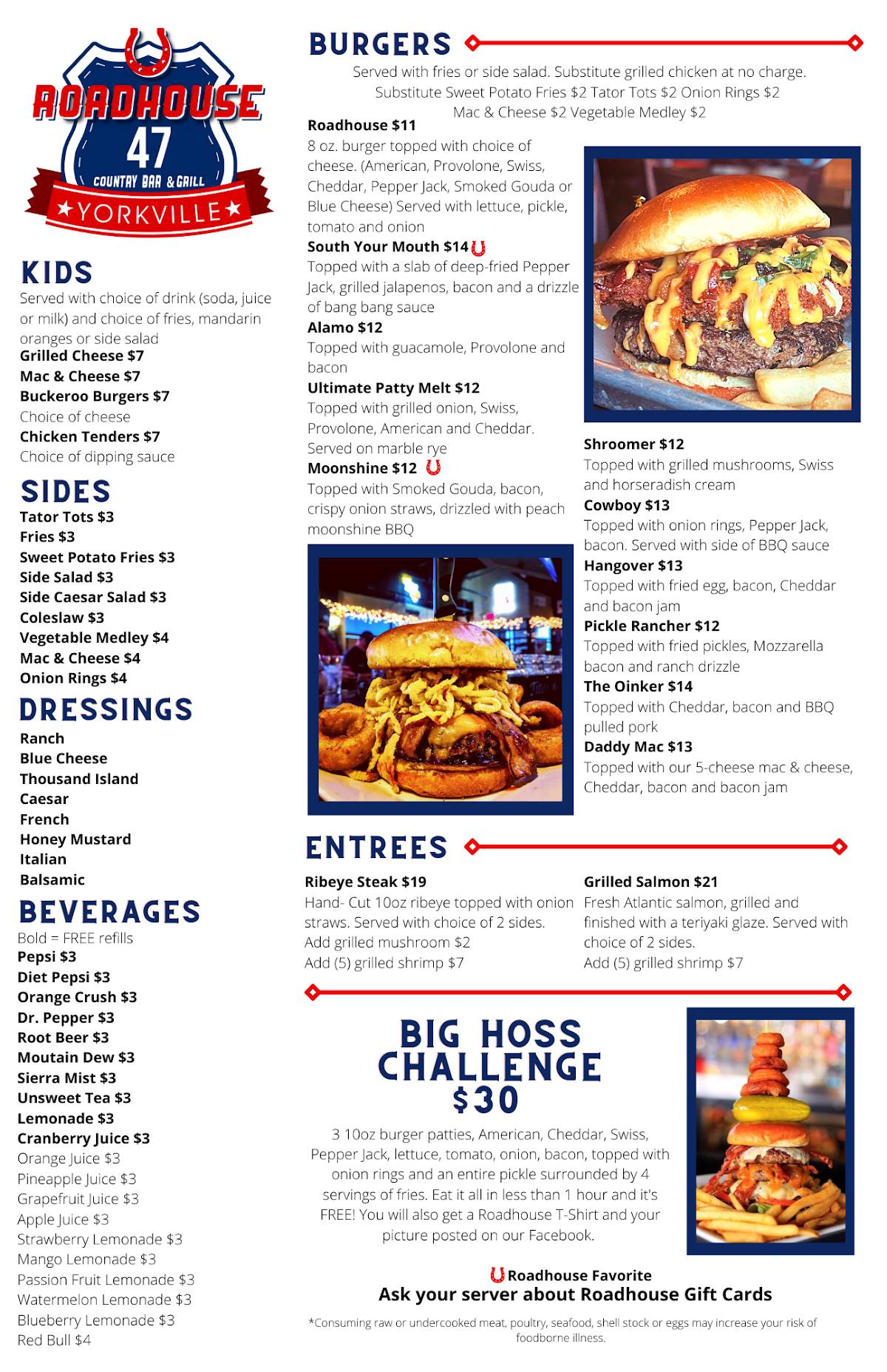 Menu at Roadhouse RTE 47 pub & bar, Yorkville