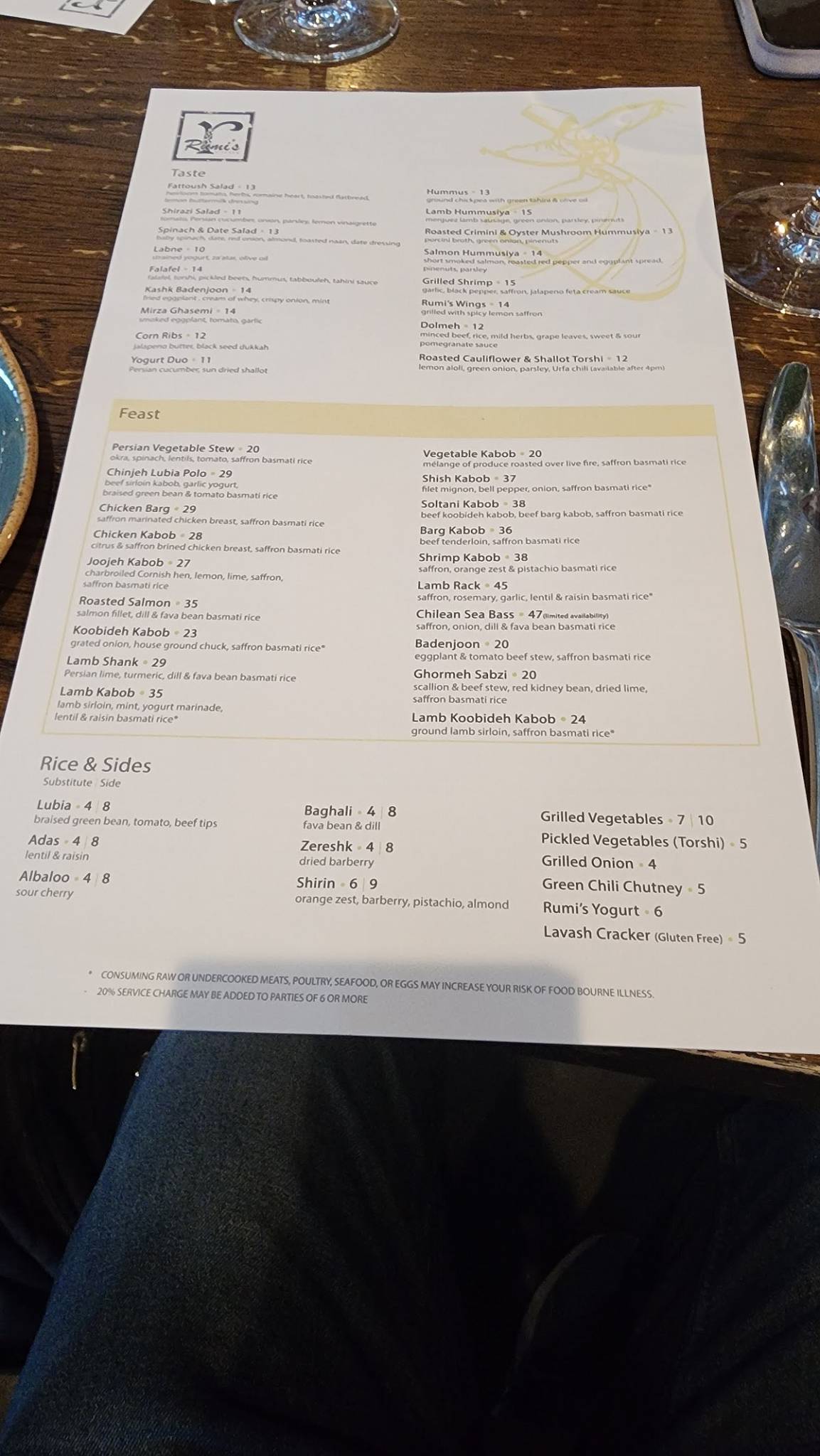 Menu at Rumi's Kitchen pub & bar, Atlanta, Roswell Rd