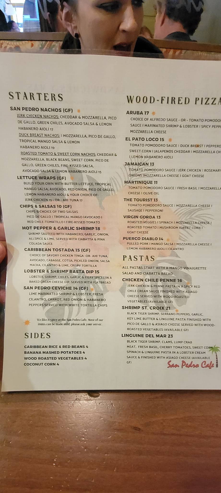 Menu at San Pedro Cafe, Hudson