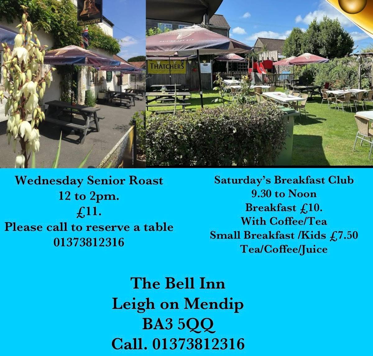 Menu at The Bell Inn at Leigh on Mendip pub & bar, Leigh upon Mendip