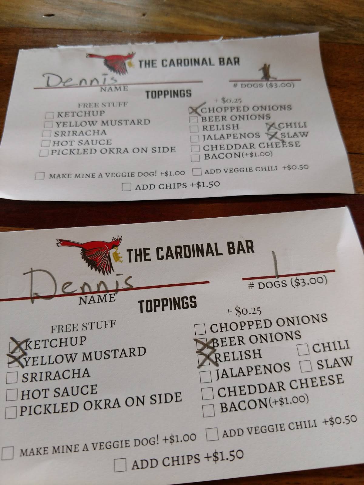 Menu at The Cardinal Bar, Raleigh