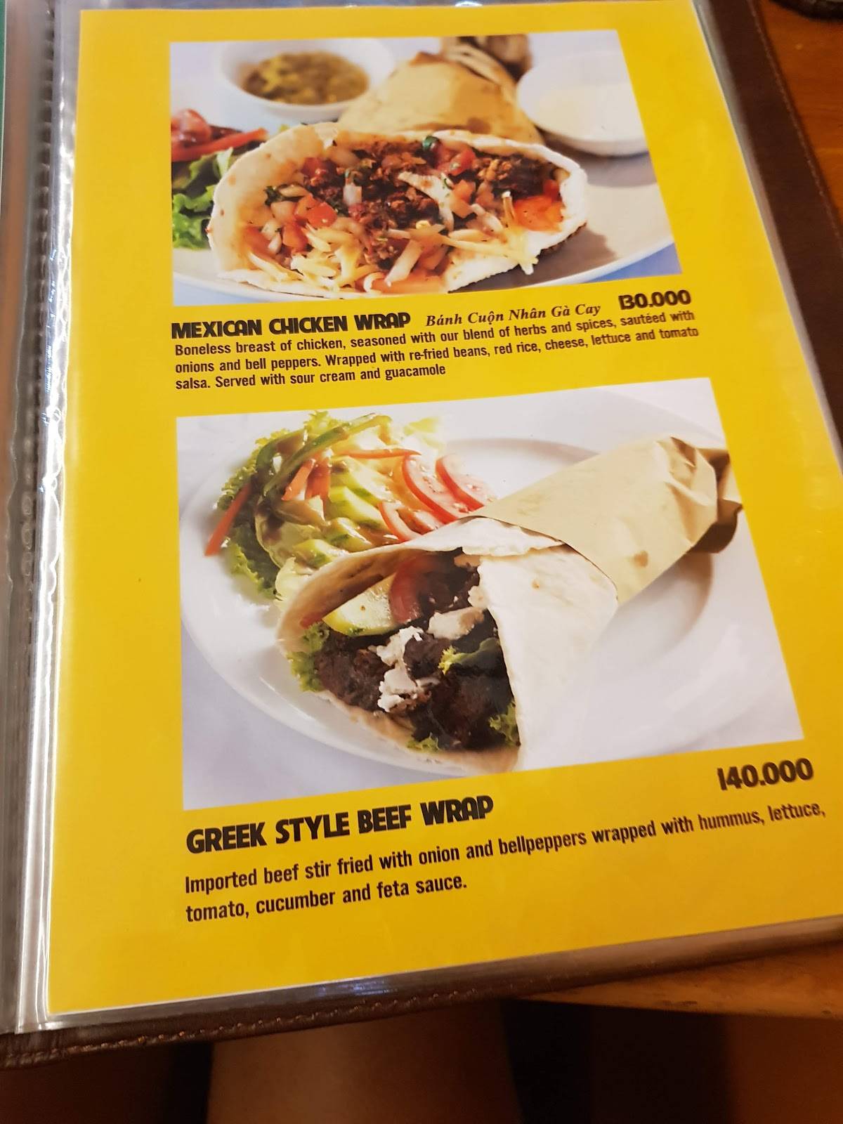 Menu at The Elephant pub & bar, Ho Chi Minh City