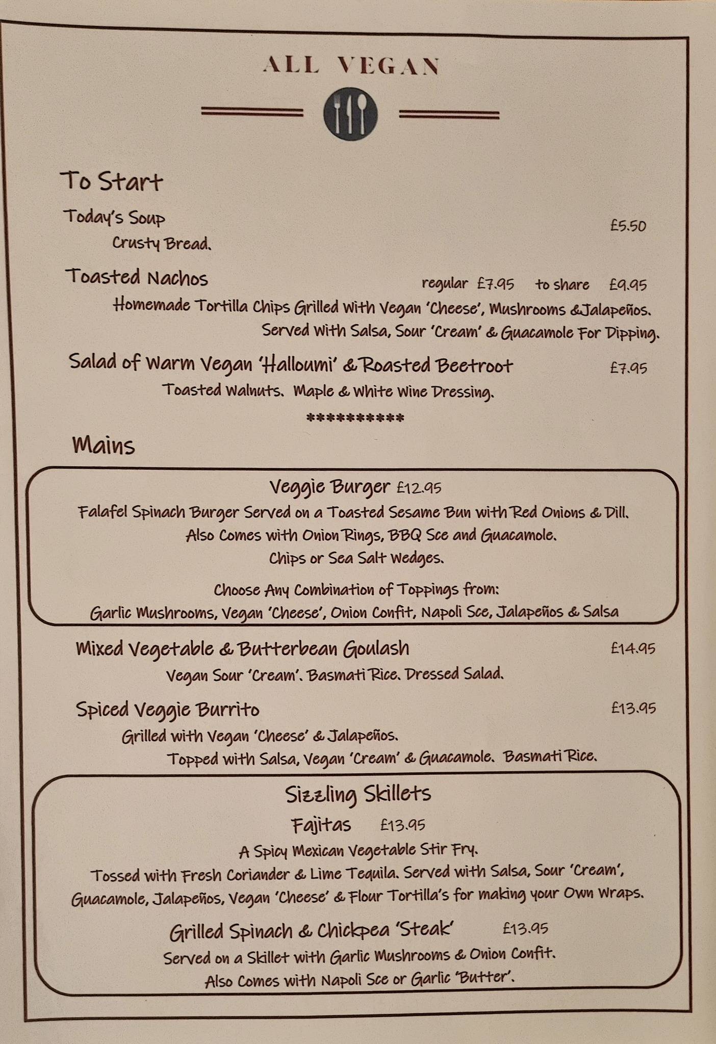 Menu at The Gordon Arms Hotel pub & bar, West Linton