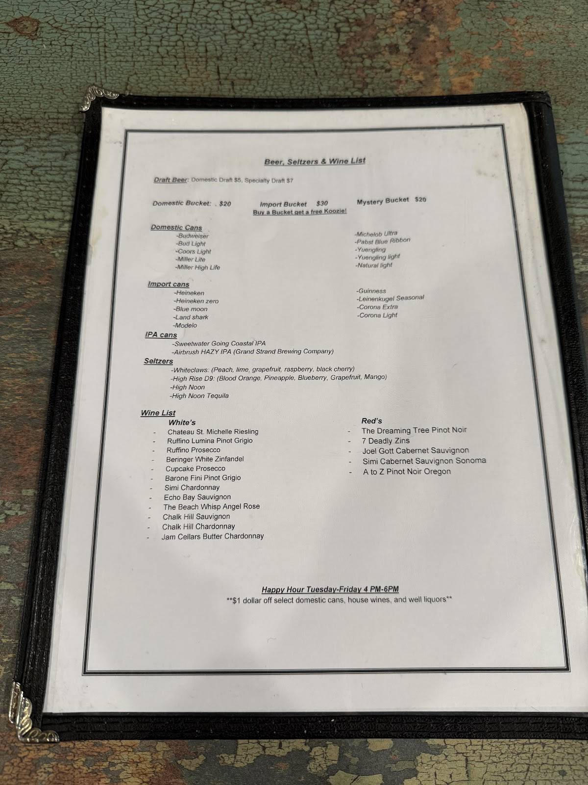Menu at The Quay Seafood Grille pub & bar, Murrells Inlet