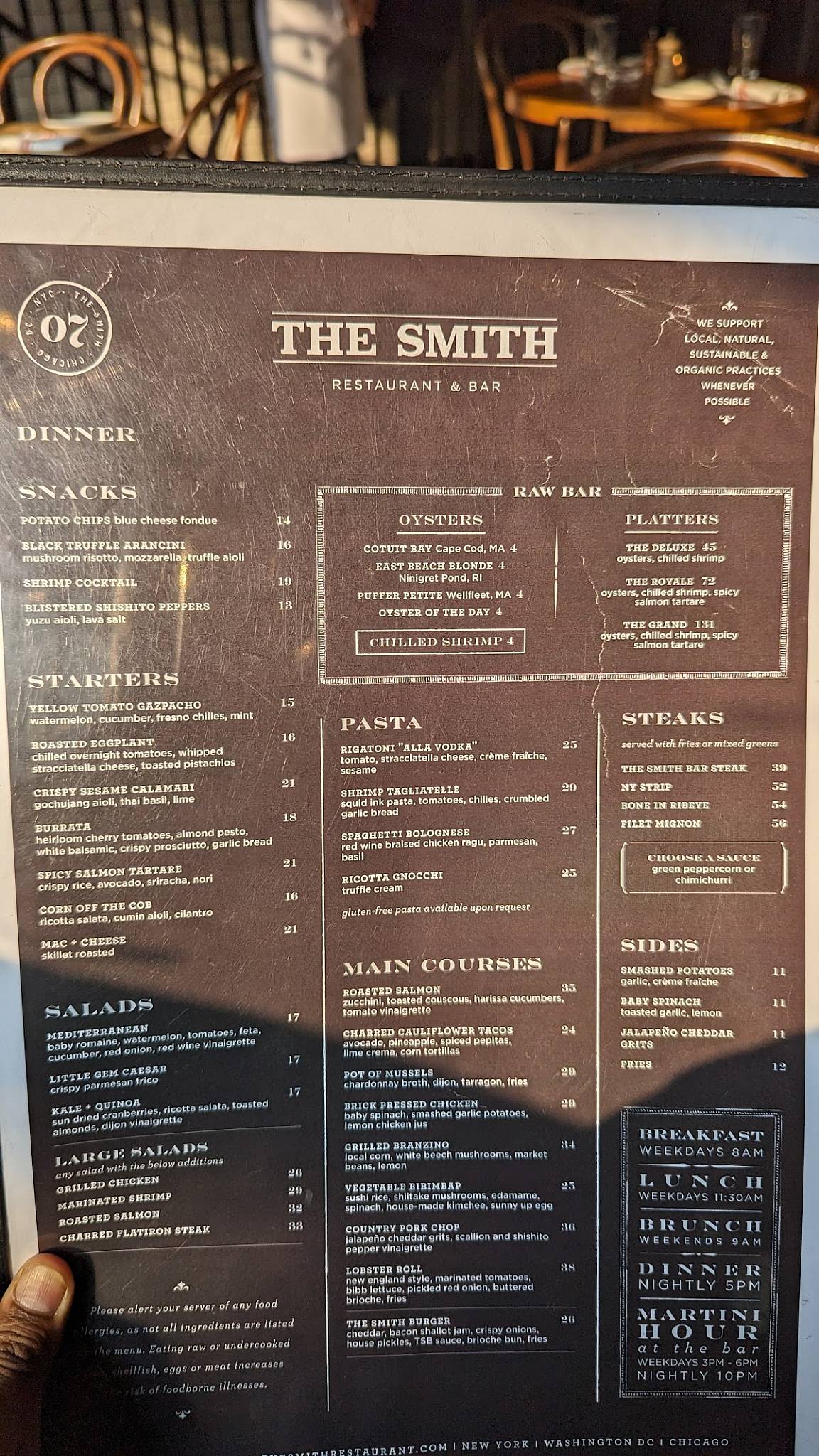 Menu at The Smith pub & bar, New York City, 55 3rd Ave