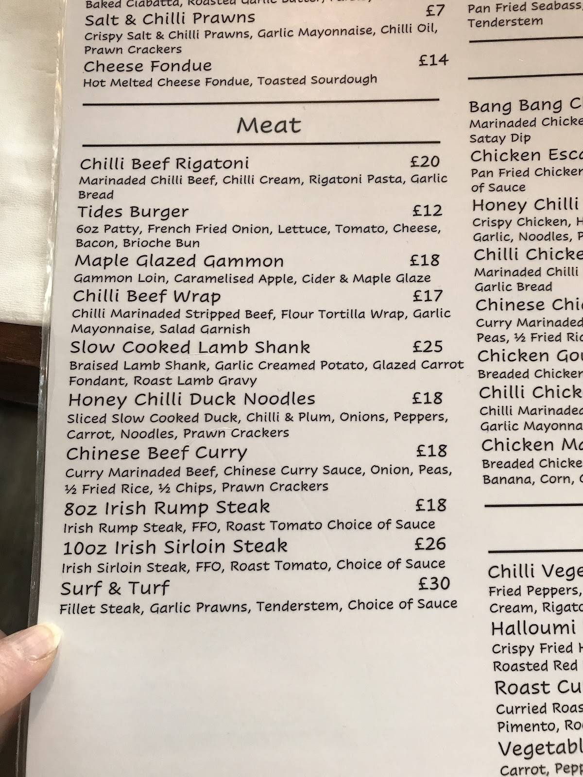 Menu at The Tides Restaurant, Portrush