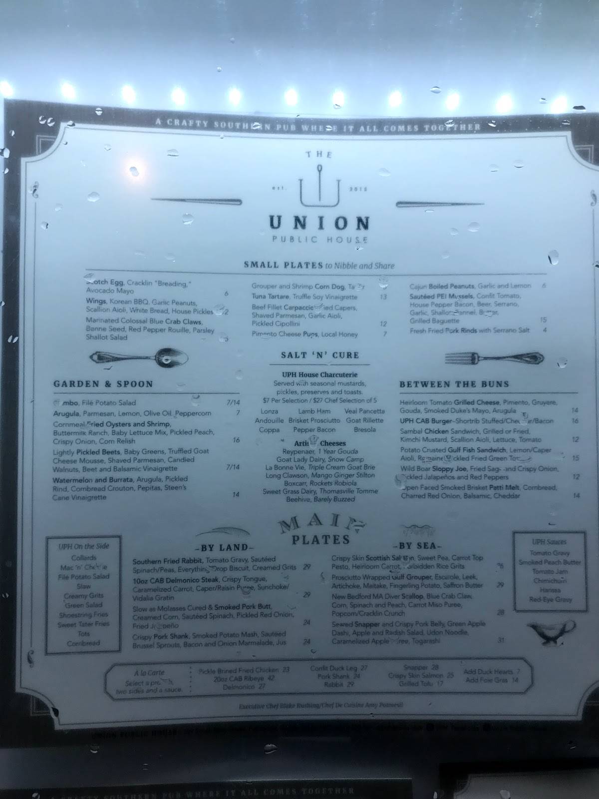 Menu at Union Public House, Pensacola, 36 E Garden St