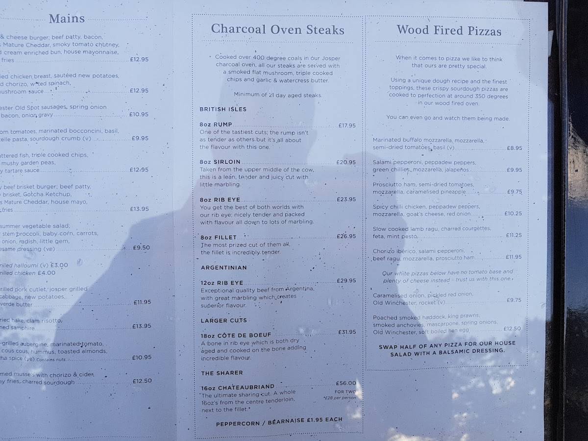 Menu at Ye Olde Saracen's Head pub & bar, Balsall Common