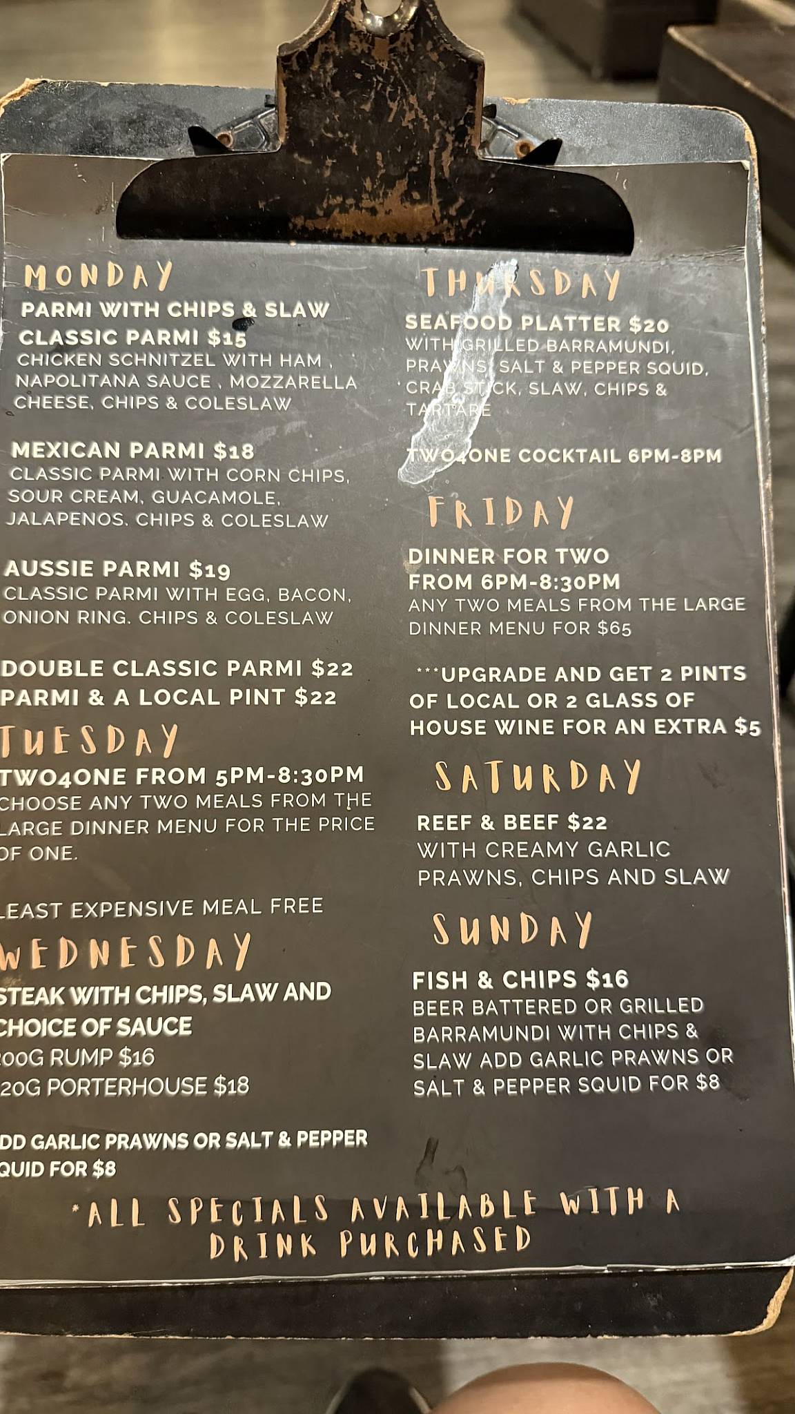 Menu at two40three Bar & Grill, Morley