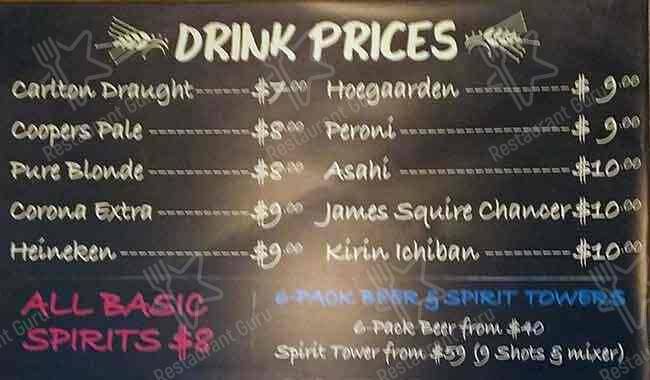 Menu at Pulo Pool Parlour pub & bar, Melbourne